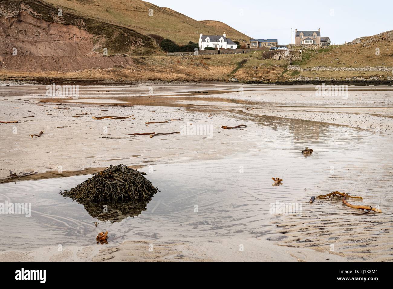 View of Carnish Cottages from Carnish Beach, Isle of Lewis, Scotland ...