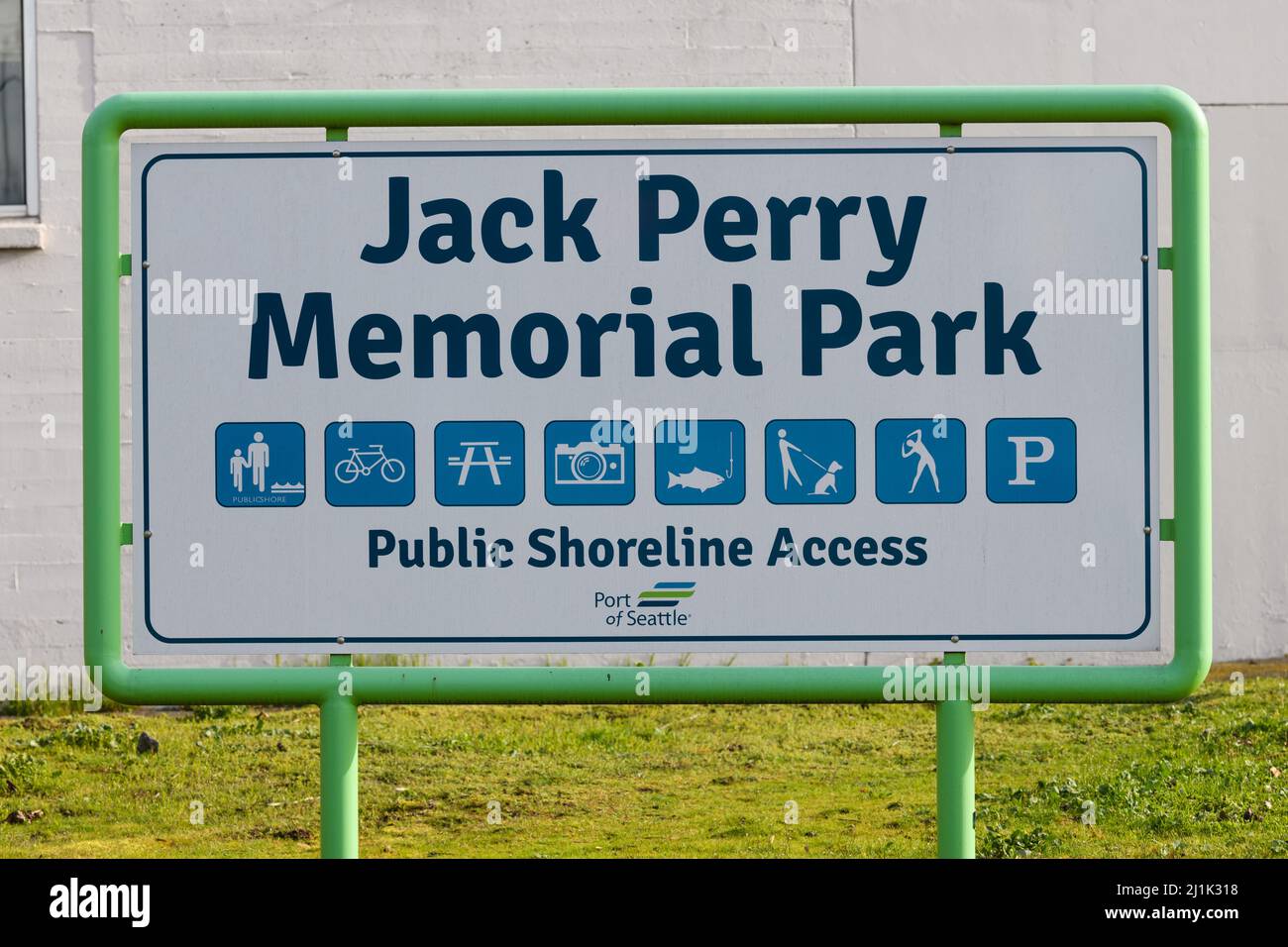 Seattle - March 20, 2022; Sign for Jack Perry Memorial Park public ...