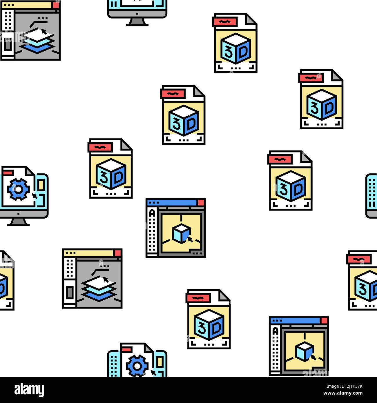 3d Modelling Software And Device Vector Seamless Pattern Stock Vector ...