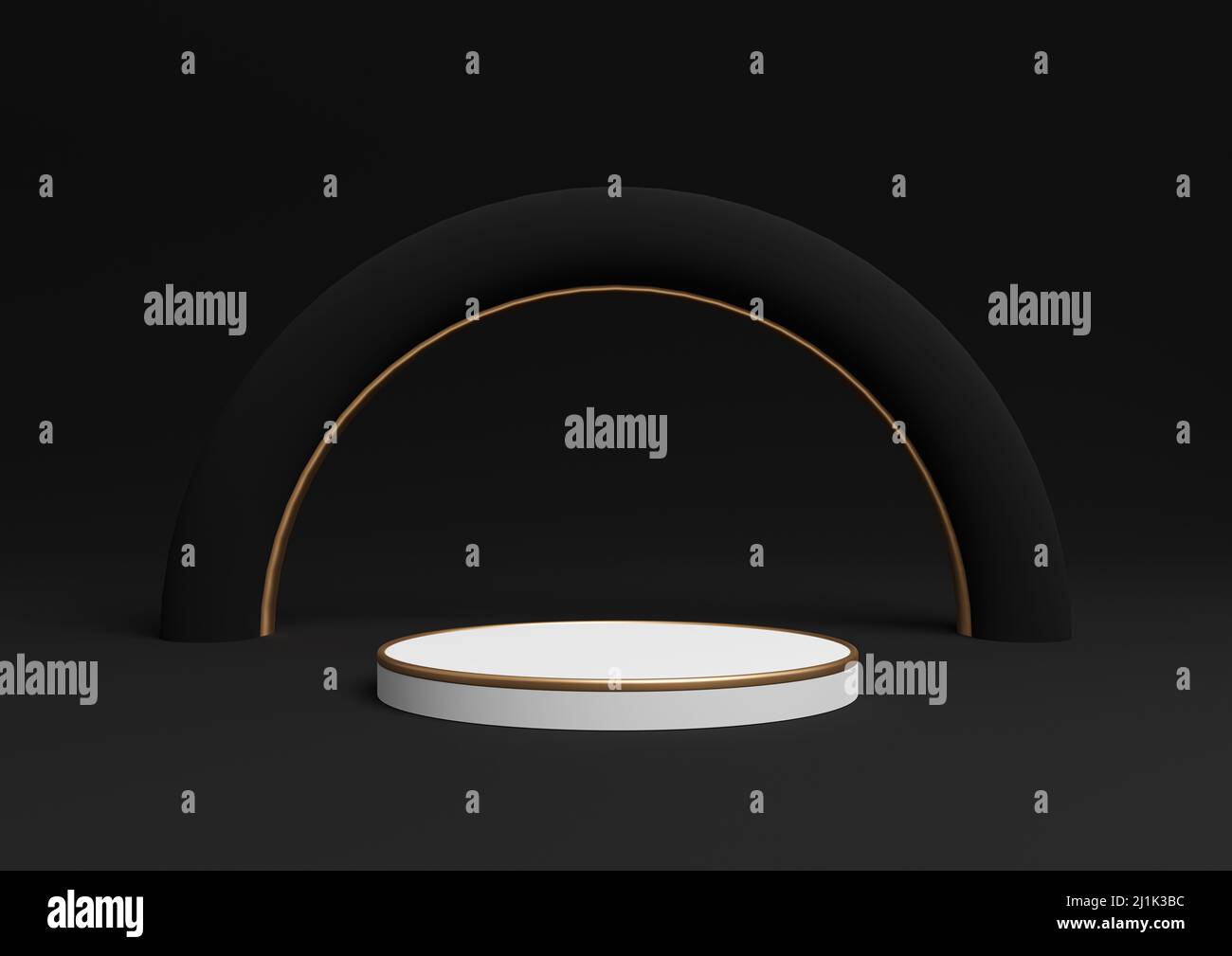 Black, dark gray, black and white 3D rendering simple product display cylinder podium or stand ...
