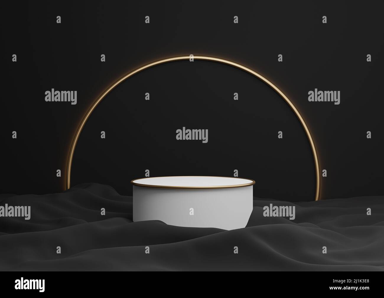 Black, dark gray, black and white 3D rendering luxurious product display podium or stand minimal ...