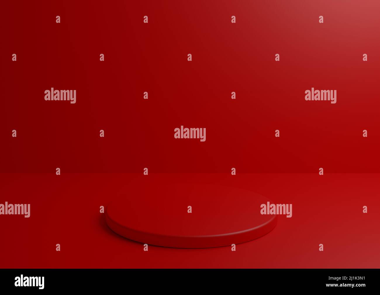 Monochrome podium for product advertising and marketing. Minimal red 3D ...