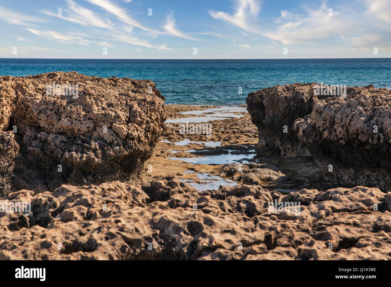 Summer rocky coastline seascape. Ayia Napa, Cyprus Stock Photo - Alamy