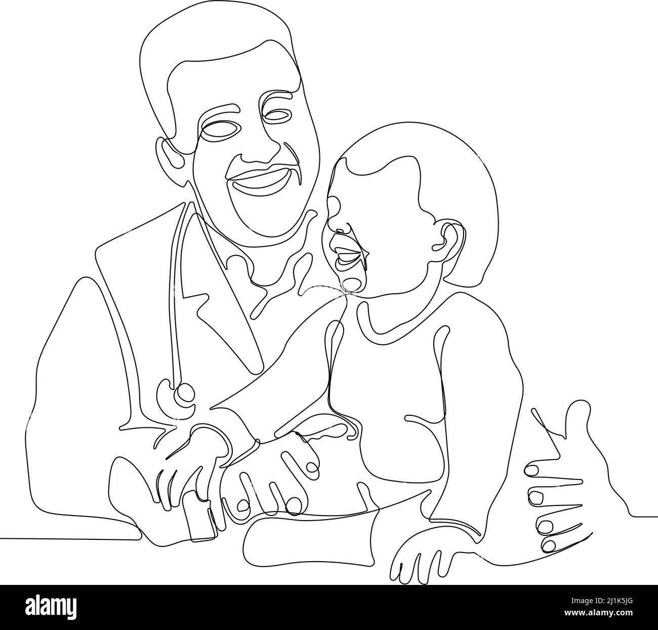 Single continuous line drawing of young male pediatric doctor Stock ...
