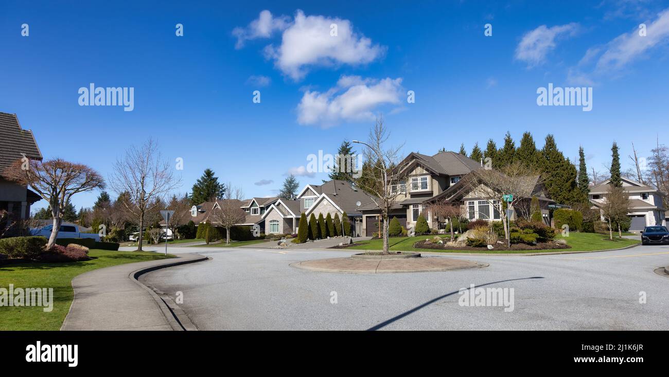 Residential neighborhood Street in Modern City Suburbs Stock Photo - Alamy
