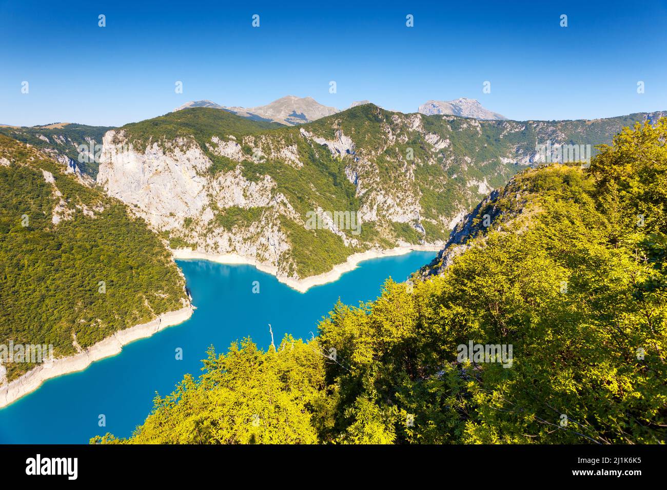 The famous Piva Canyon with its fantastic reservoir. National park ...