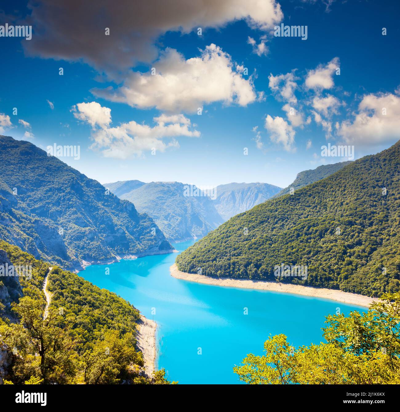 The famous Piva Canyon with its fantastic reservoir. National park ...