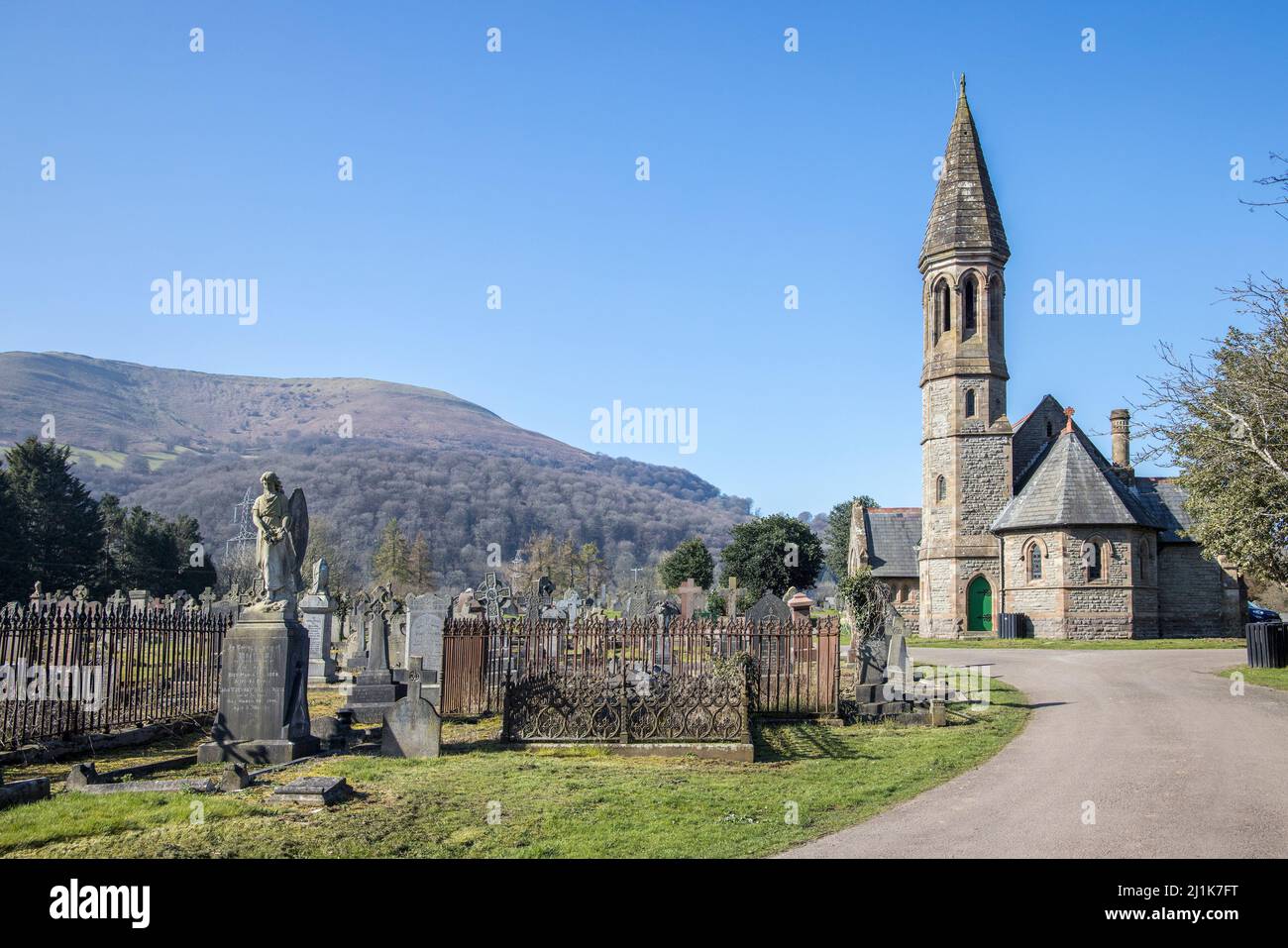Chapel and graves at the cemetery, Llanfoist, Wales, UK Stock Photo - Alamy
