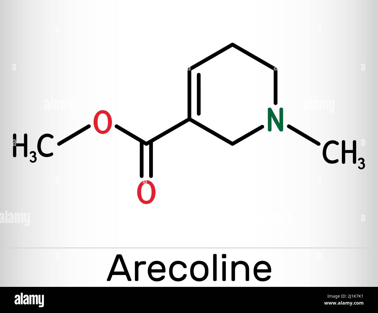 Arecoline molecule. It is lkaloid obtained from the betel nut, Areca ...