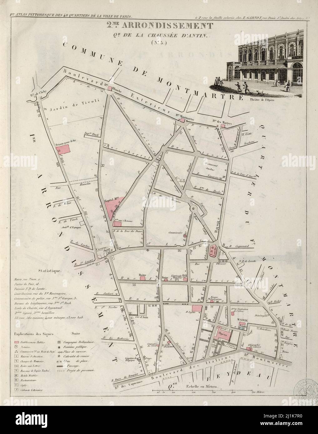 Vintage map of Parisian quarters from 19th century. Petit atlas is ...