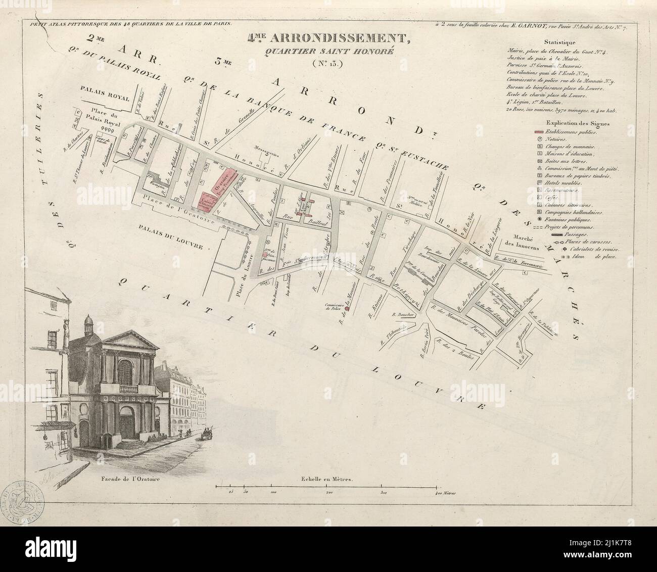 Vintage map of Parisian quarters from 19th century. Petit atlas is ...