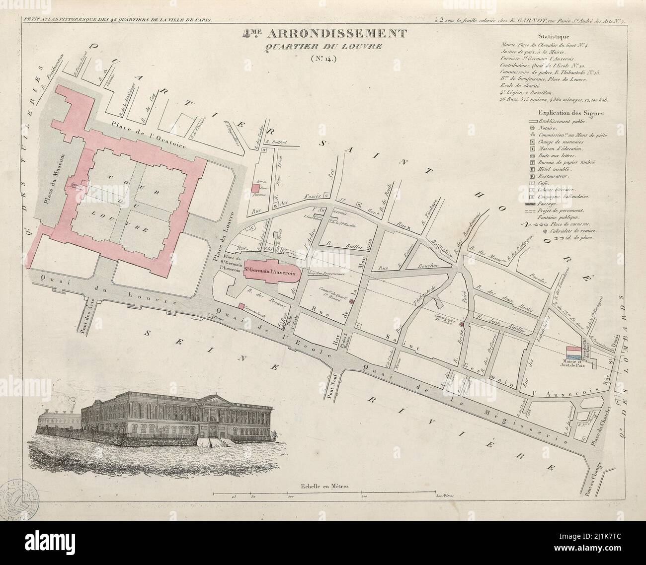 Vintage map of Parisian quarters from 19th century. Petit atlas is ...