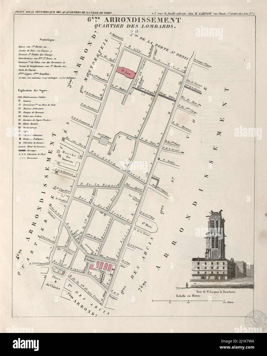 Vintage map of Parisian quarters from 19th century. Petit atlas is ...