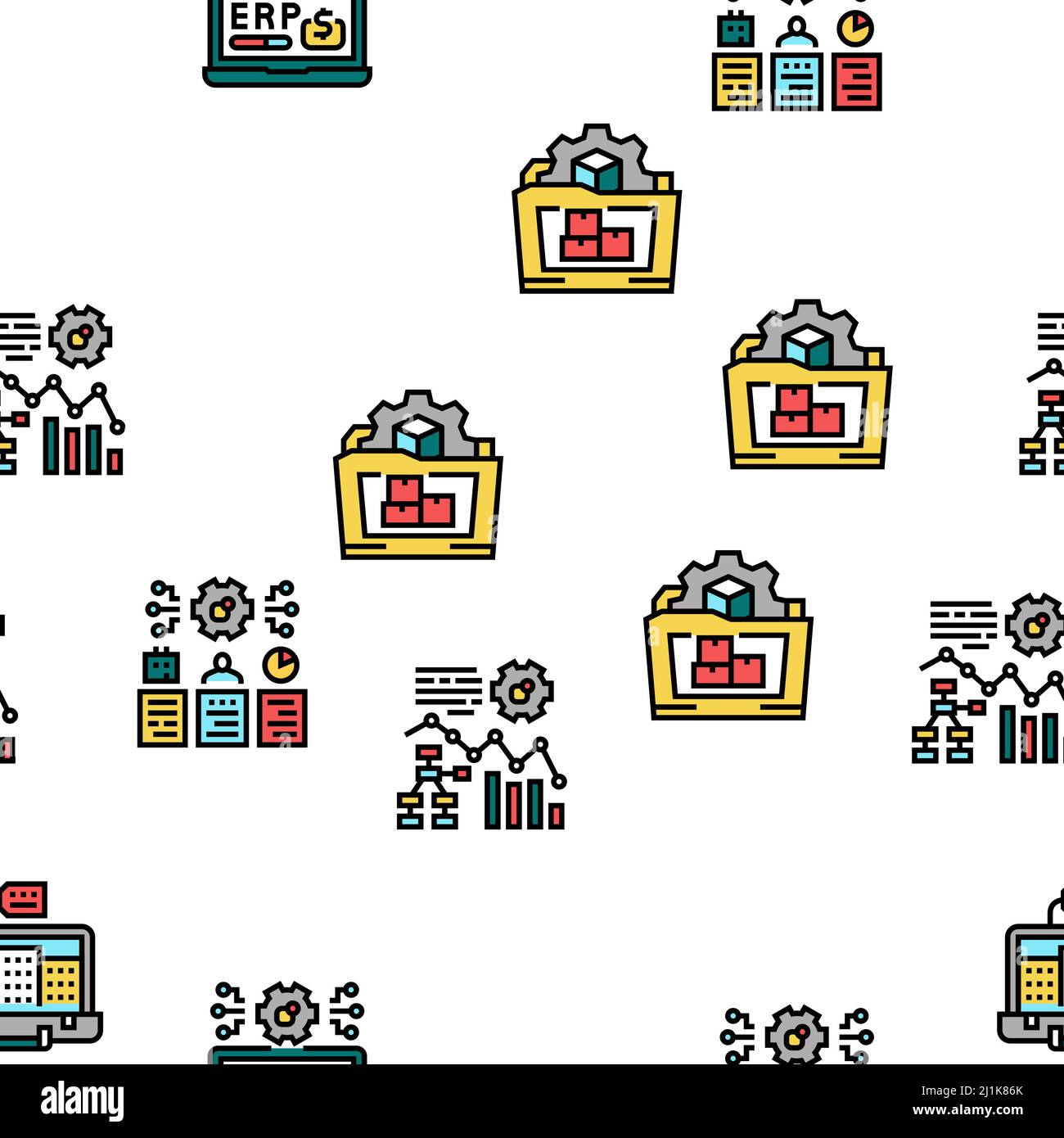 Erp Enterprise Resource Planning Vector Seamless Pattern Stock Vector ...