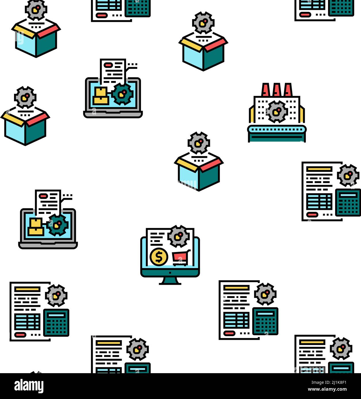 Erp Enterprise Resource Planning Vector Seamless Pattern Stock Vector ...
