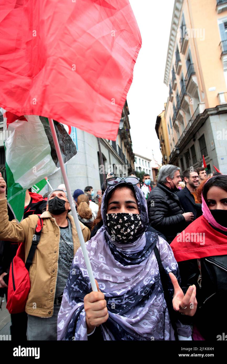 Madrid, Spain. 26th Mar, 2022. 2000 people demonstrate in front of the ...