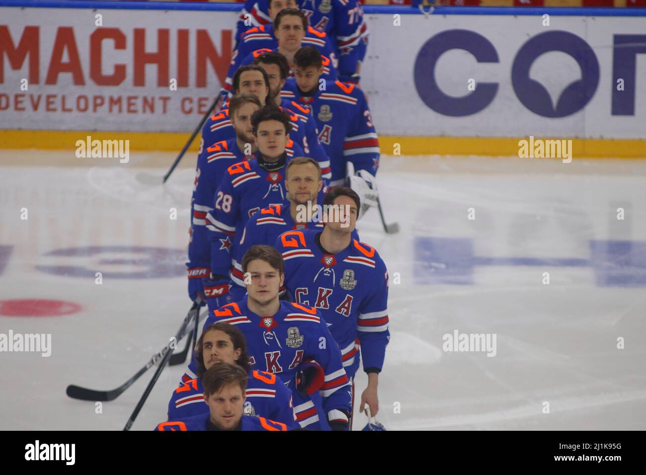 SKA Hockey Club player, Nikita Gusev (No.97) seen in action during the ...