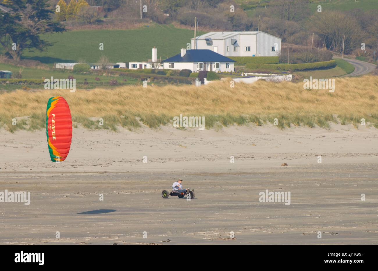 Kite Buggy on the beach at Harbour View, Kilbrittain Stock Photo - Alamy