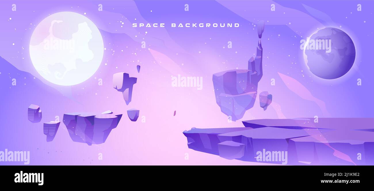 Space background with landscape of alien planet with craters and crack ...