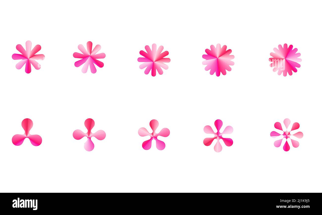 Set of floral petal icons element shape textured graphic vector and ...