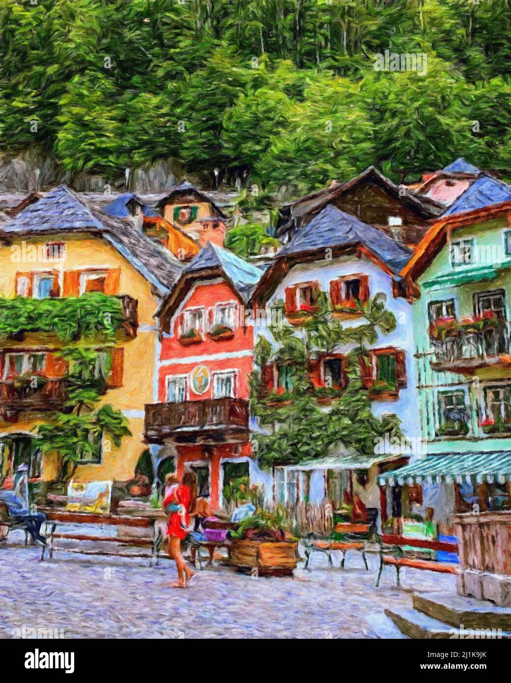 Colorful painting modern artistic artwork, drawing in oil European ...