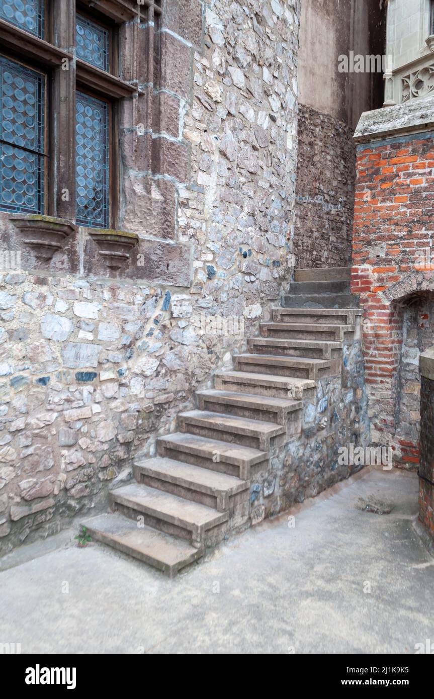 Design of a window and stairs of an old castle Stock Photo - Alamy