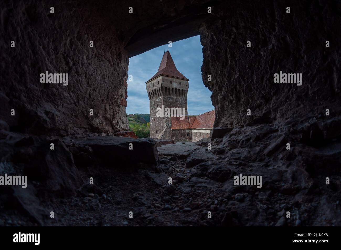 Fisheye view of the castle through an arrowslit Stock Photo - Alamy