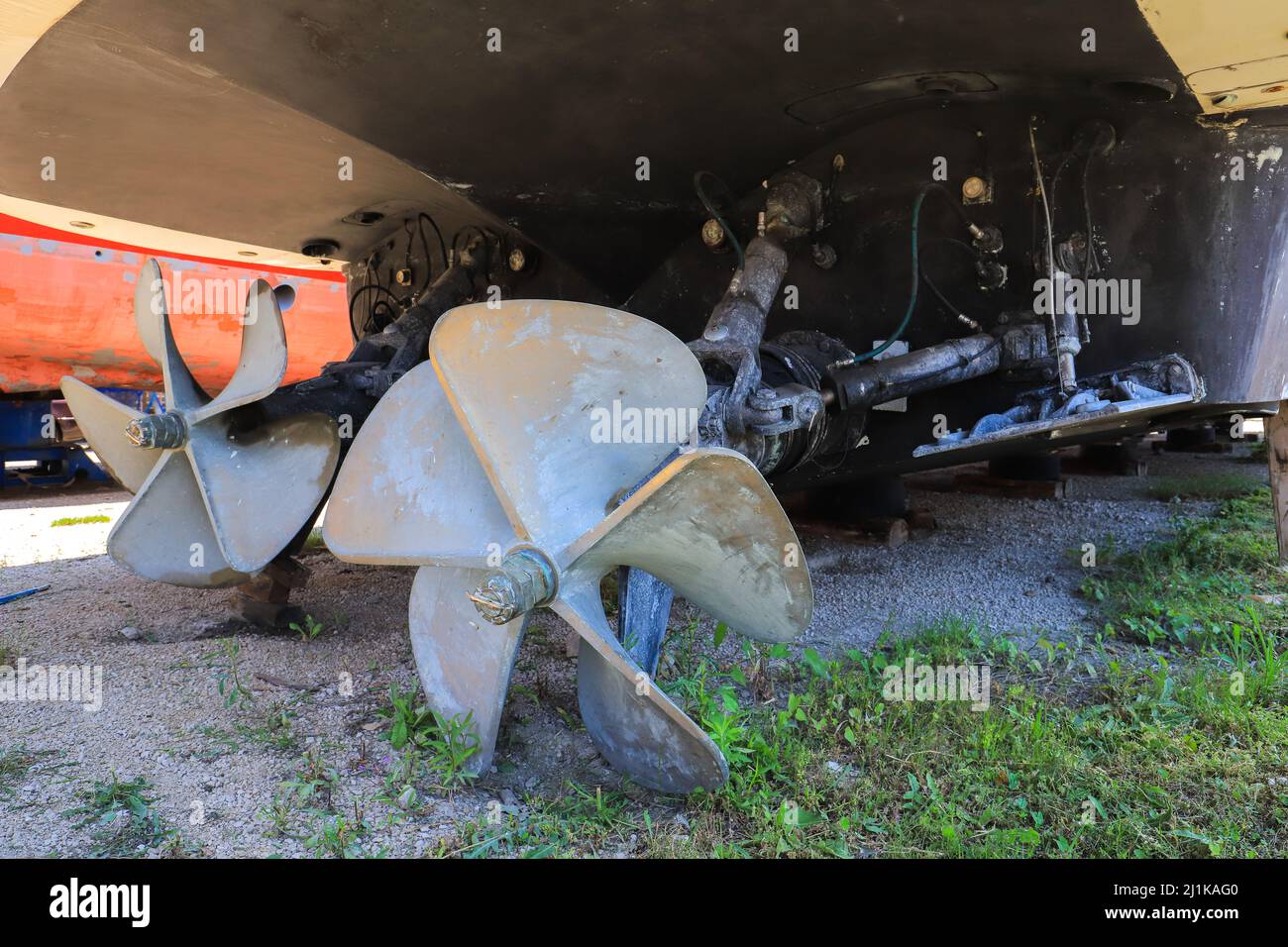 Old propellers of a motor yacht close-up Stock Photo - Alamy