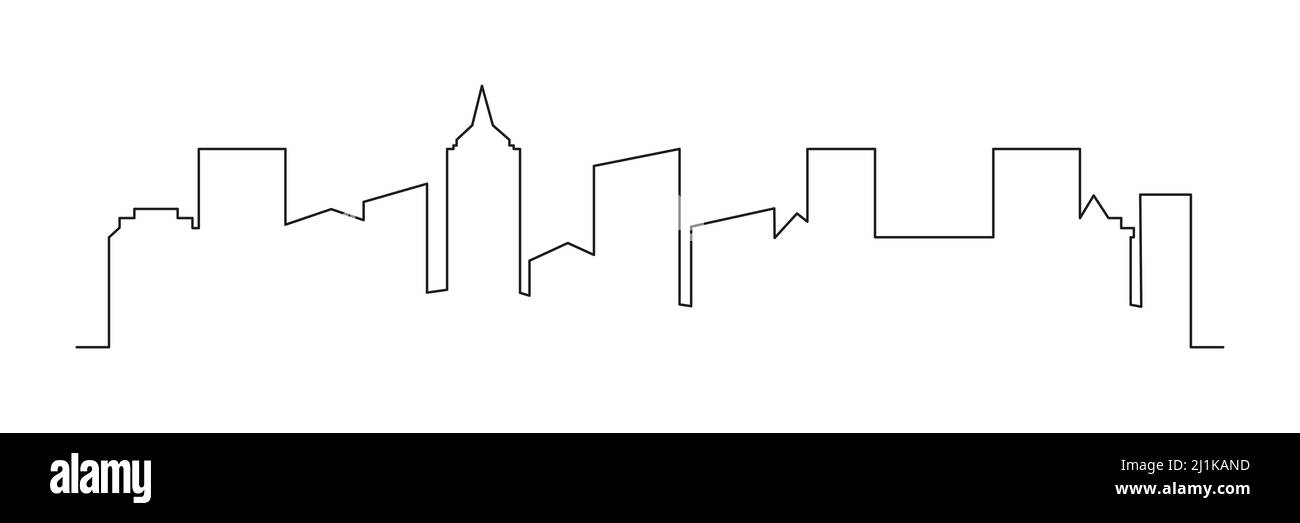 Continuous line drawing city buildings. Town one line art Stock Vector ...