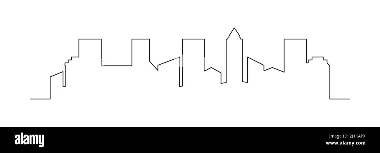 Continuous line drawing city buildings. Town one line art Stock Vector ...