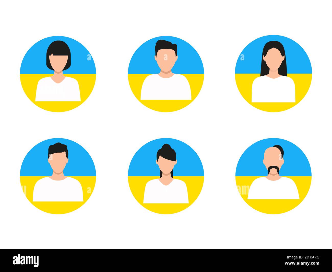 Men and women head in round shape. Male and female avatar in Ukrainian ...