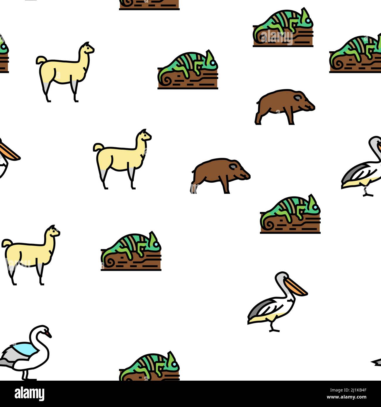 Wild Animals, Bugs And Birds Vector Seamless Pattern Stock Vector Image ...