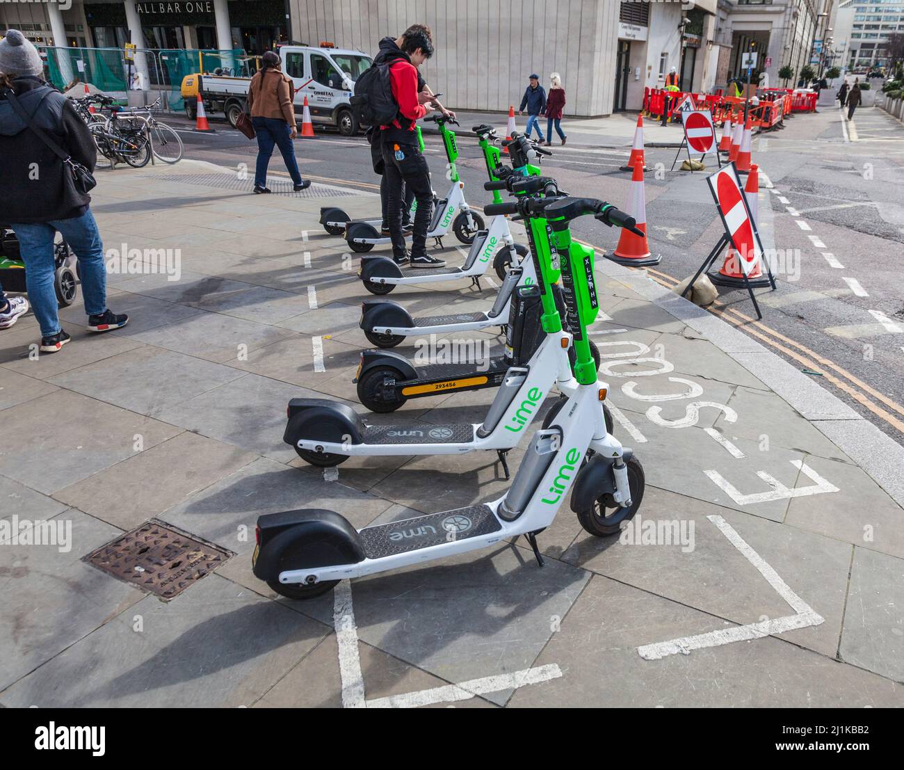 Lime E-scooters in a parking bay in London,England,UK Stock Photo - Alamy