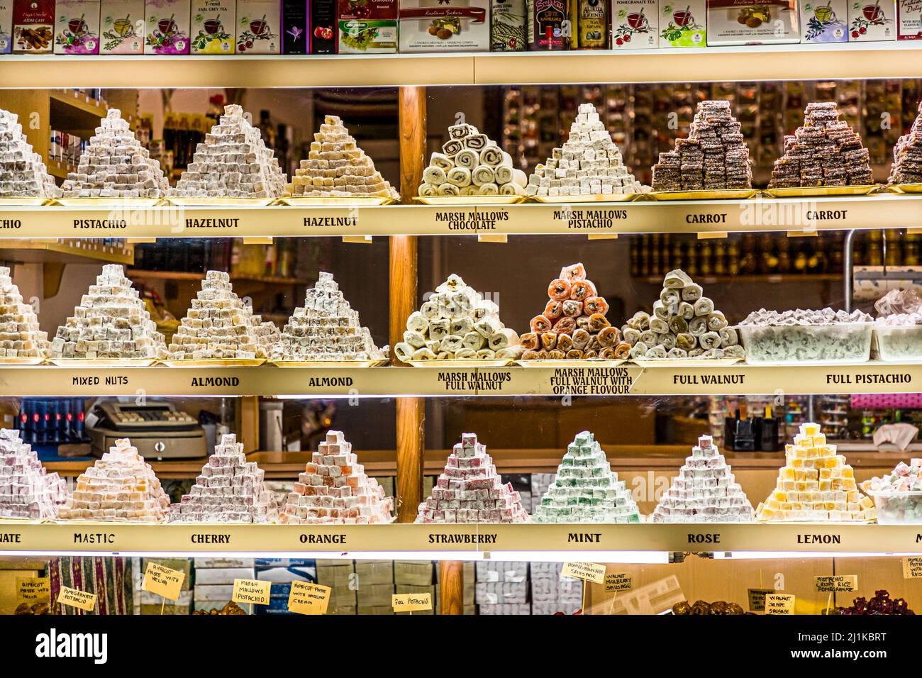 Store window with sweet Turkish specialties in Lefkoşa, Turkish ...