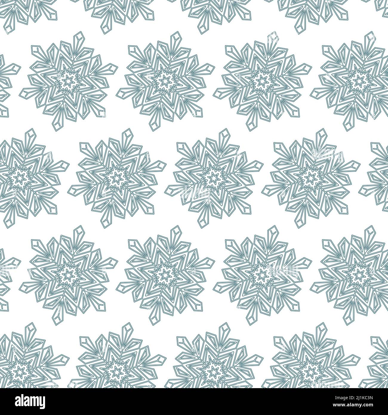 Snowflake seamless pattern, christmas background white blue endless ...