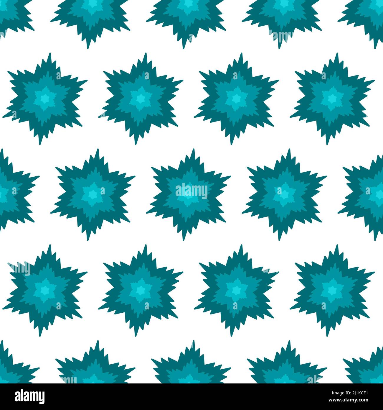Symmetrical blue turquoise flowers fantasy seamless pattern, wallpaper ...