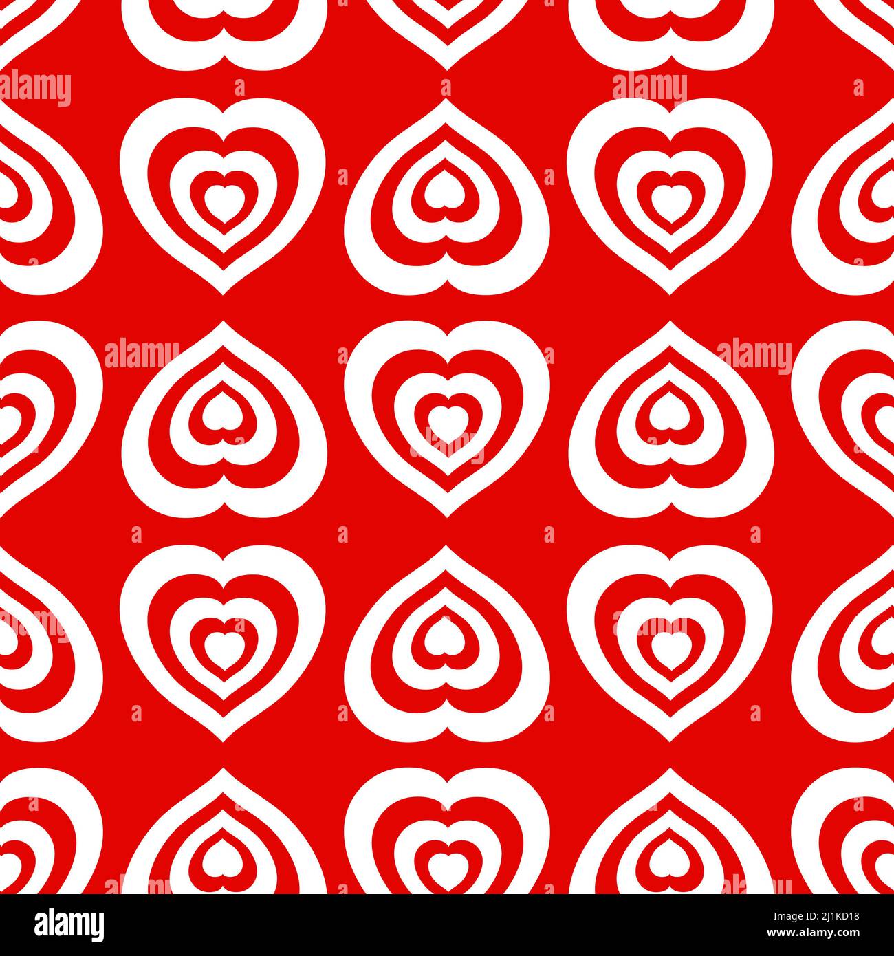 Heart shape seamless pattern. Red white abstract background, geometric ...