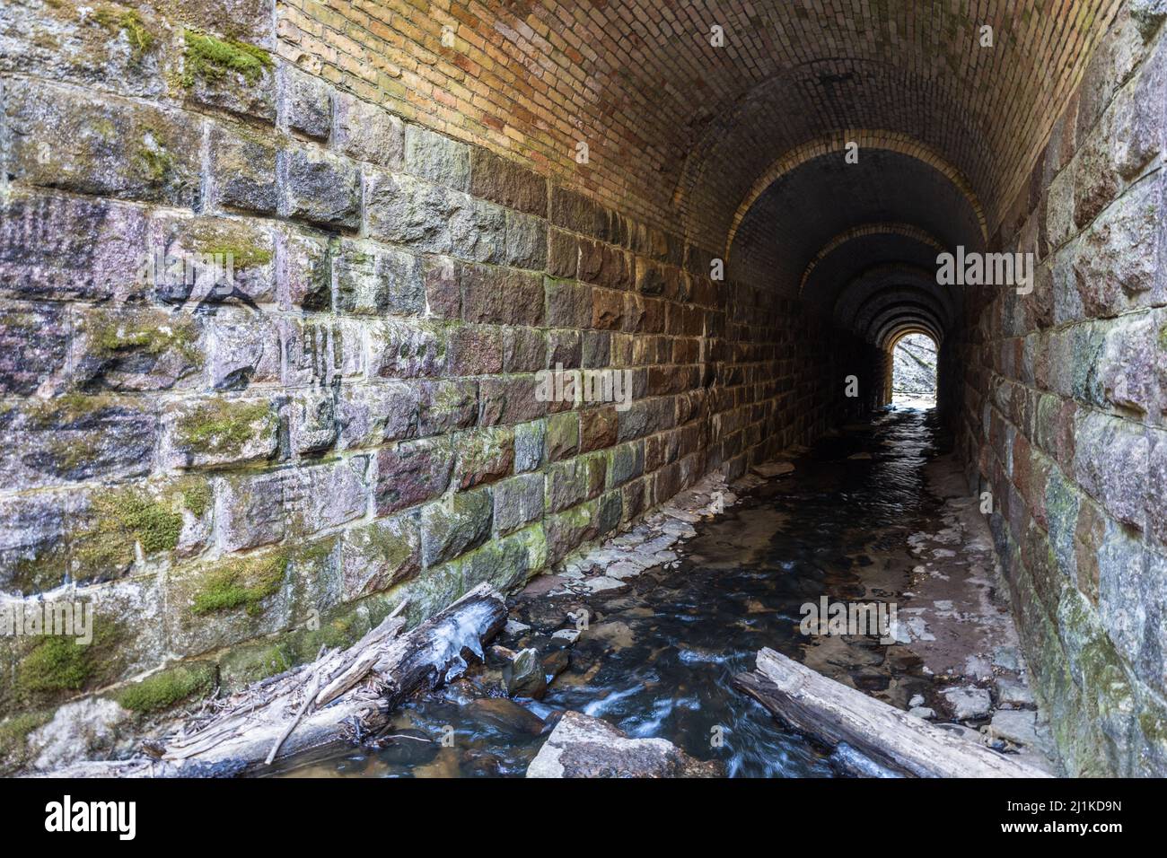 Brook culvert of Motertis under the 19th-century railway line Stock ...