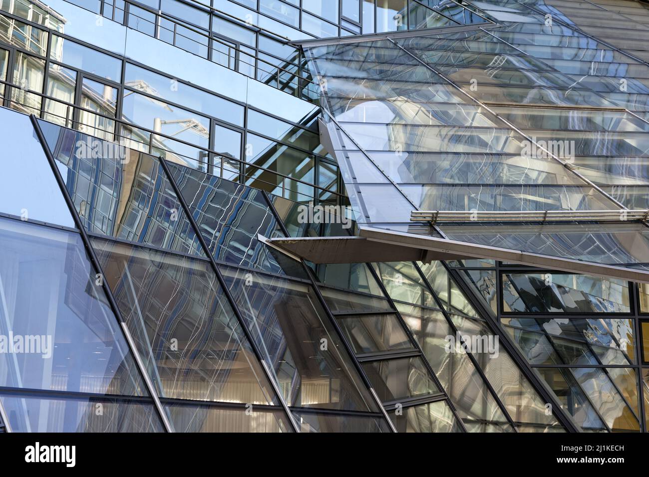 Inner courtyard and modern glass facade of an office building in ...