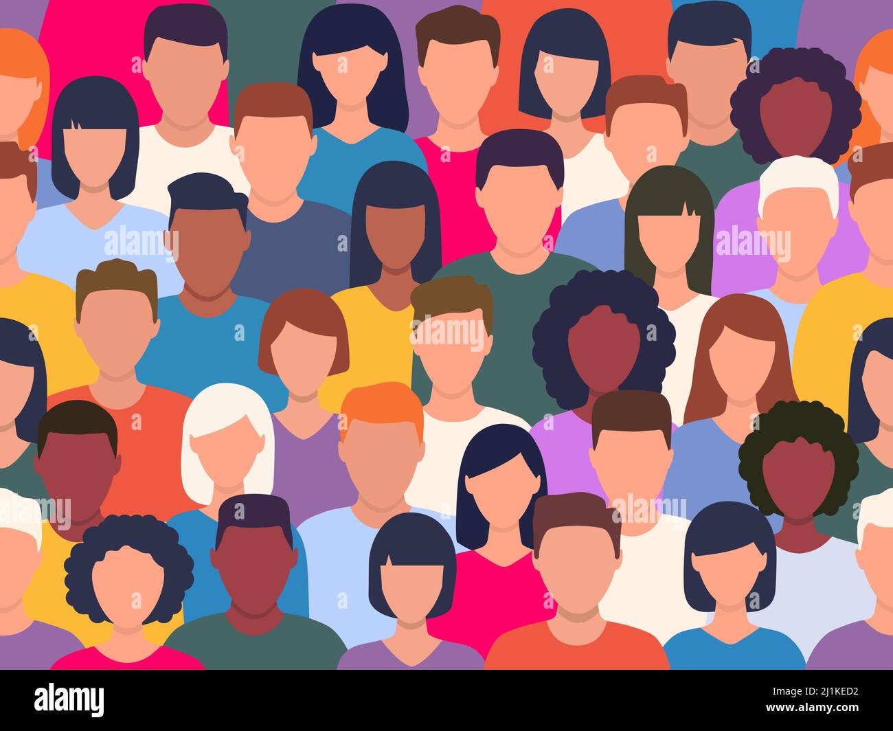 People crowd colorful pattern. Diverse multicultural group of people ...