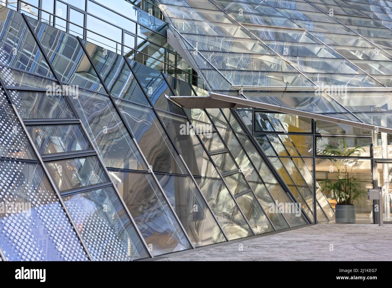 Inner courtyard and modern glass facade of an office building in ...