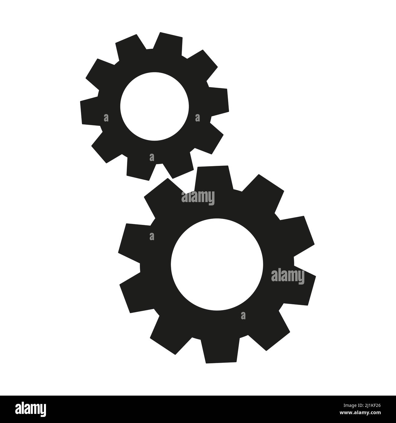 Gears icon. Cogwheel black symbol. Vector isolated on white background ...