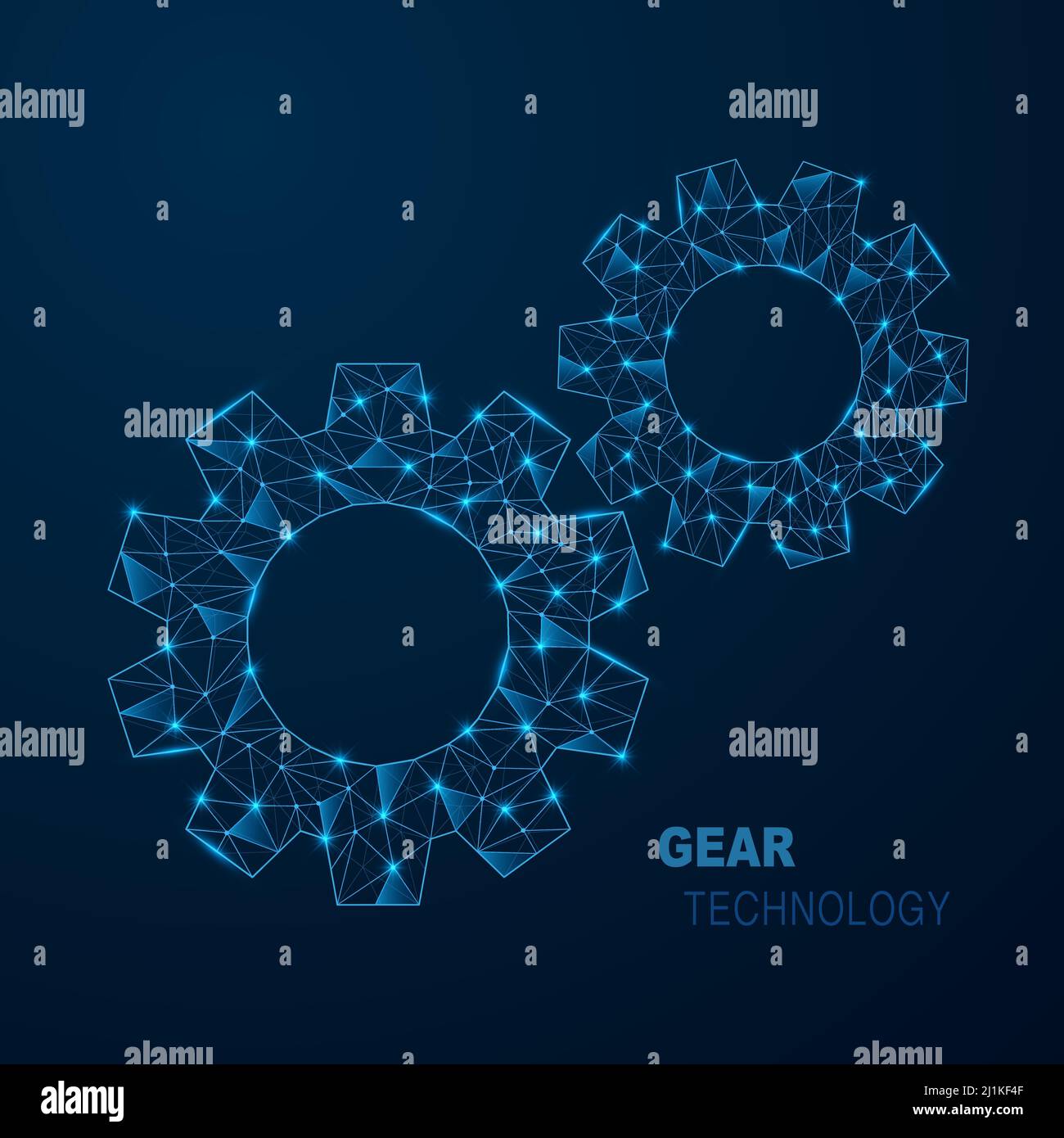 Futuristic glowing low polygonal gear symbol. Cogwheel sign with ...
