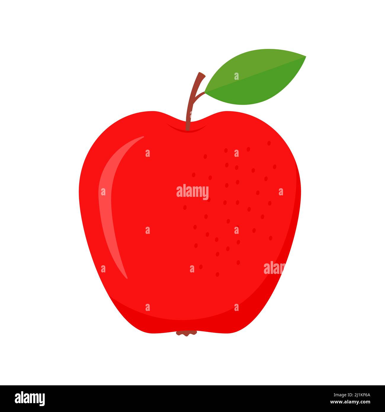 Red apple. Sweet cute flat apple with green leaf. Vector isolated on ...