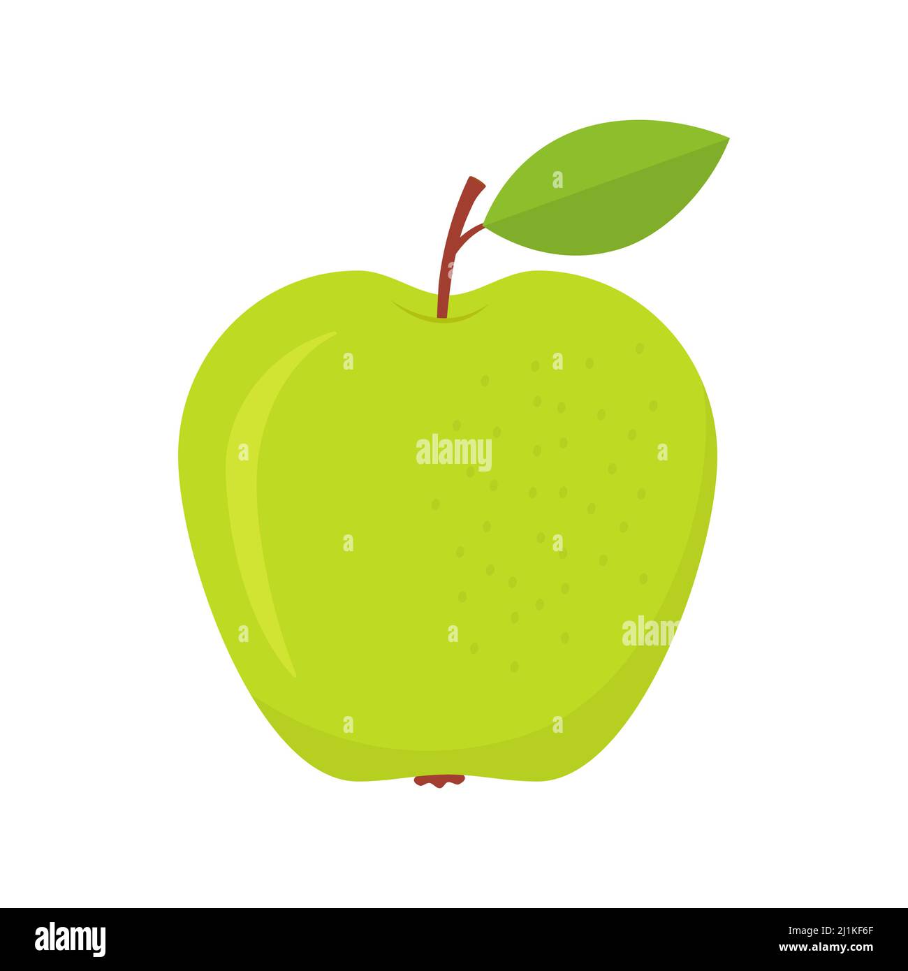 Green apple. Sweet cute flat apple with leaf. Vector isolated on white ...