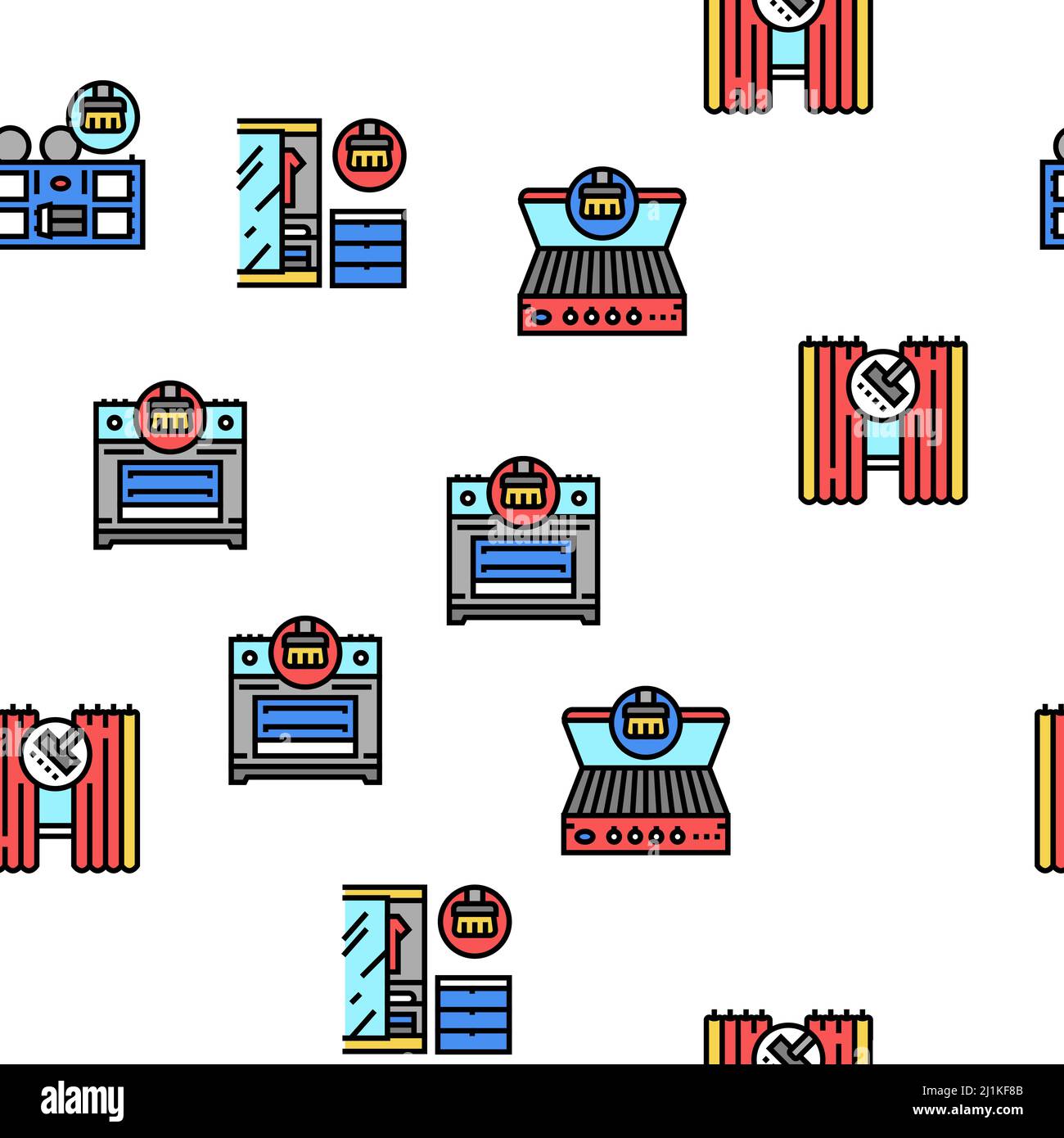 Cleaning Building And Equipment Vector Seamless Pattern Stock Vector ...