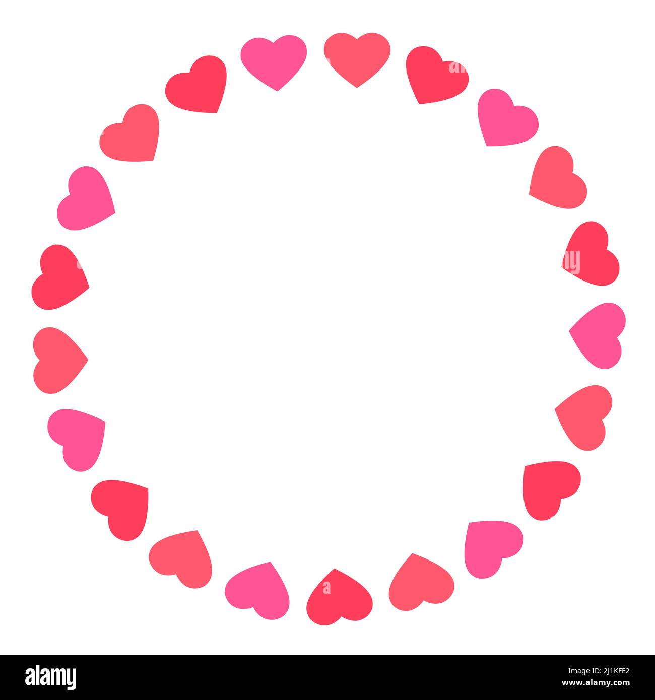 Red and pink hearts circle border. Hearts round frame with empty copy ...