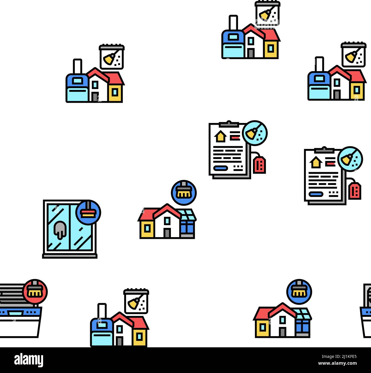 Cleaning Building And Equipment Vector Seamless Pattern Stock Vector ...