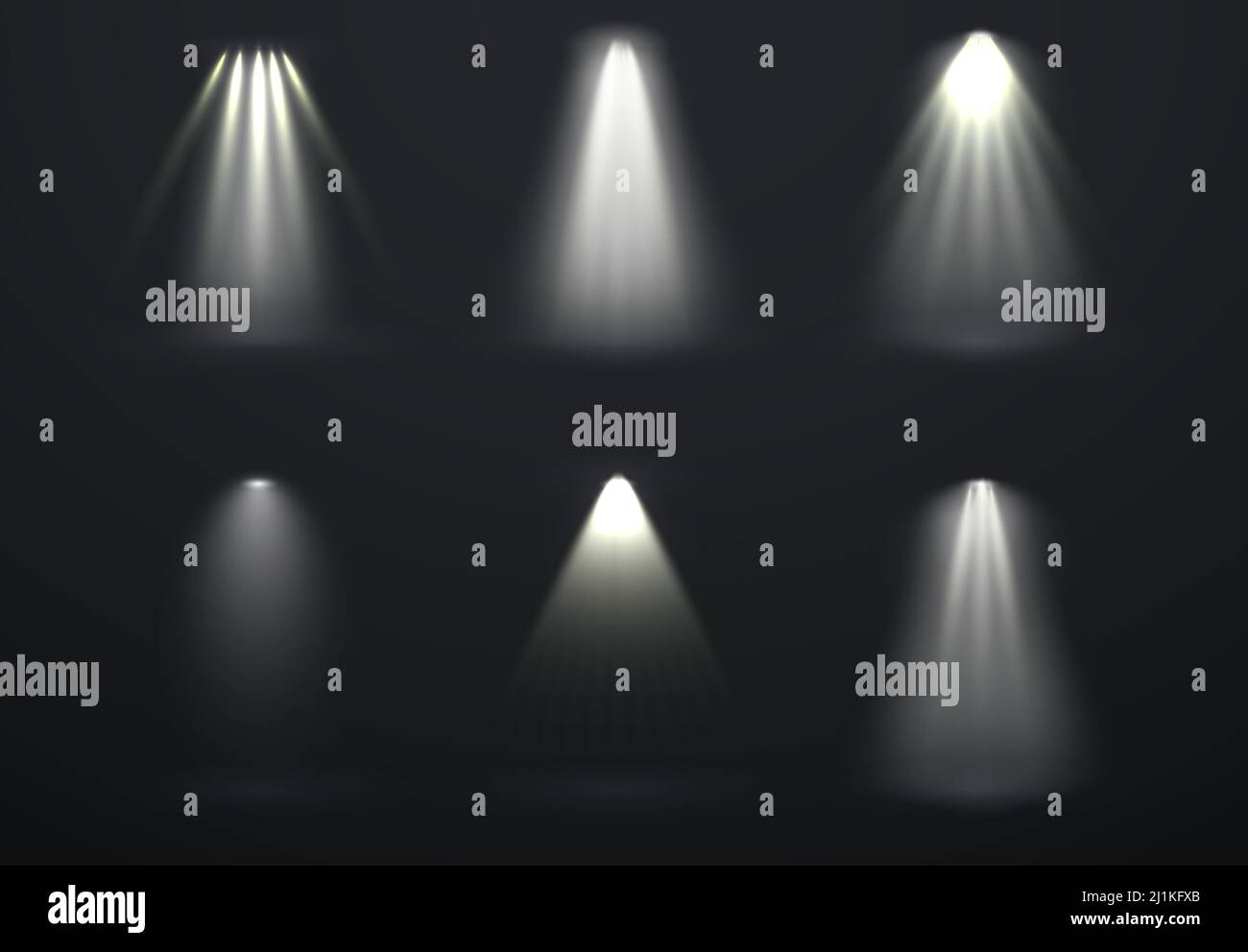 Spotlight rays. Vector glowing light effect. Party projectors set Stock ...