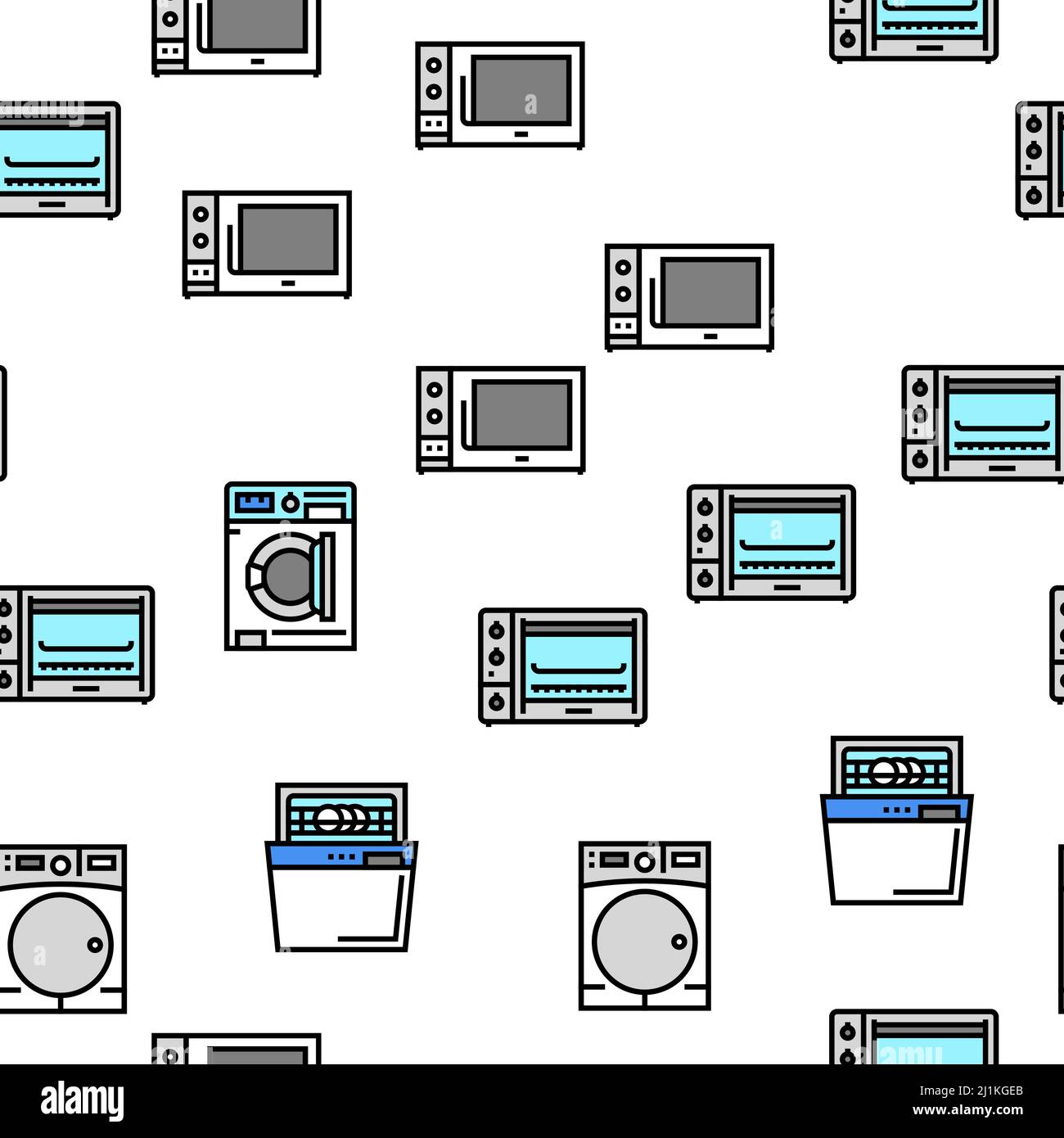 Appliances Domestic Equipment Vector Seamless Pattern Stock Vector ...